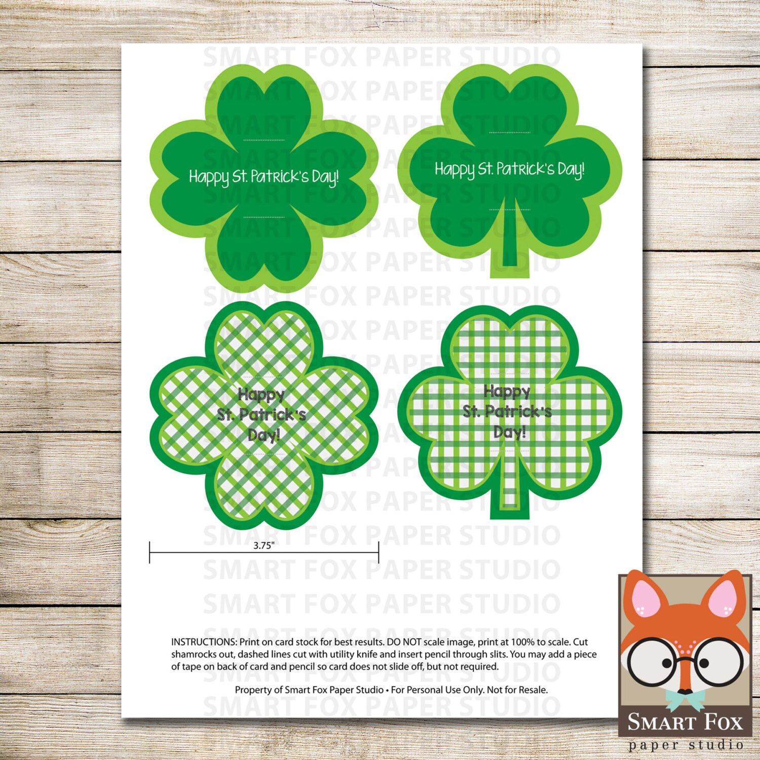Shamrock Pencil Toppers Instant Download Shamrock Digital - Etsy