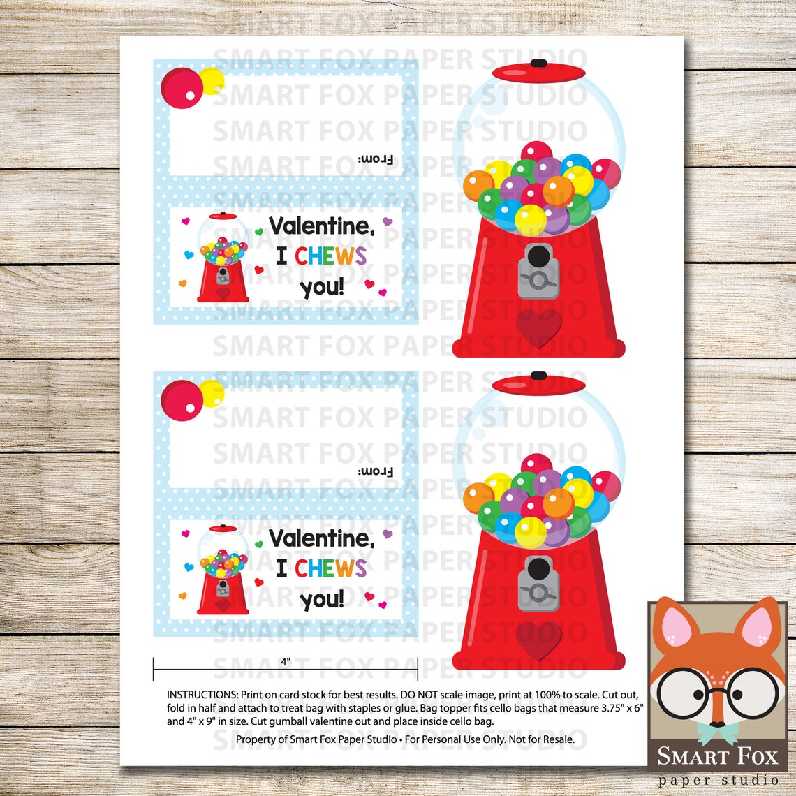 Gumball Valentine Instant Download Valentine's Day - Etsy