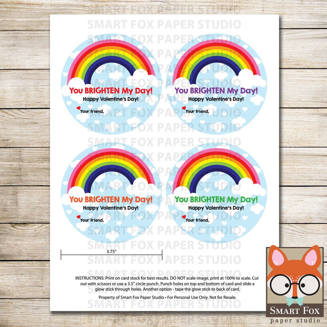 You Brighten My Day Valentine - Instant Download - Valentine's Day ...
