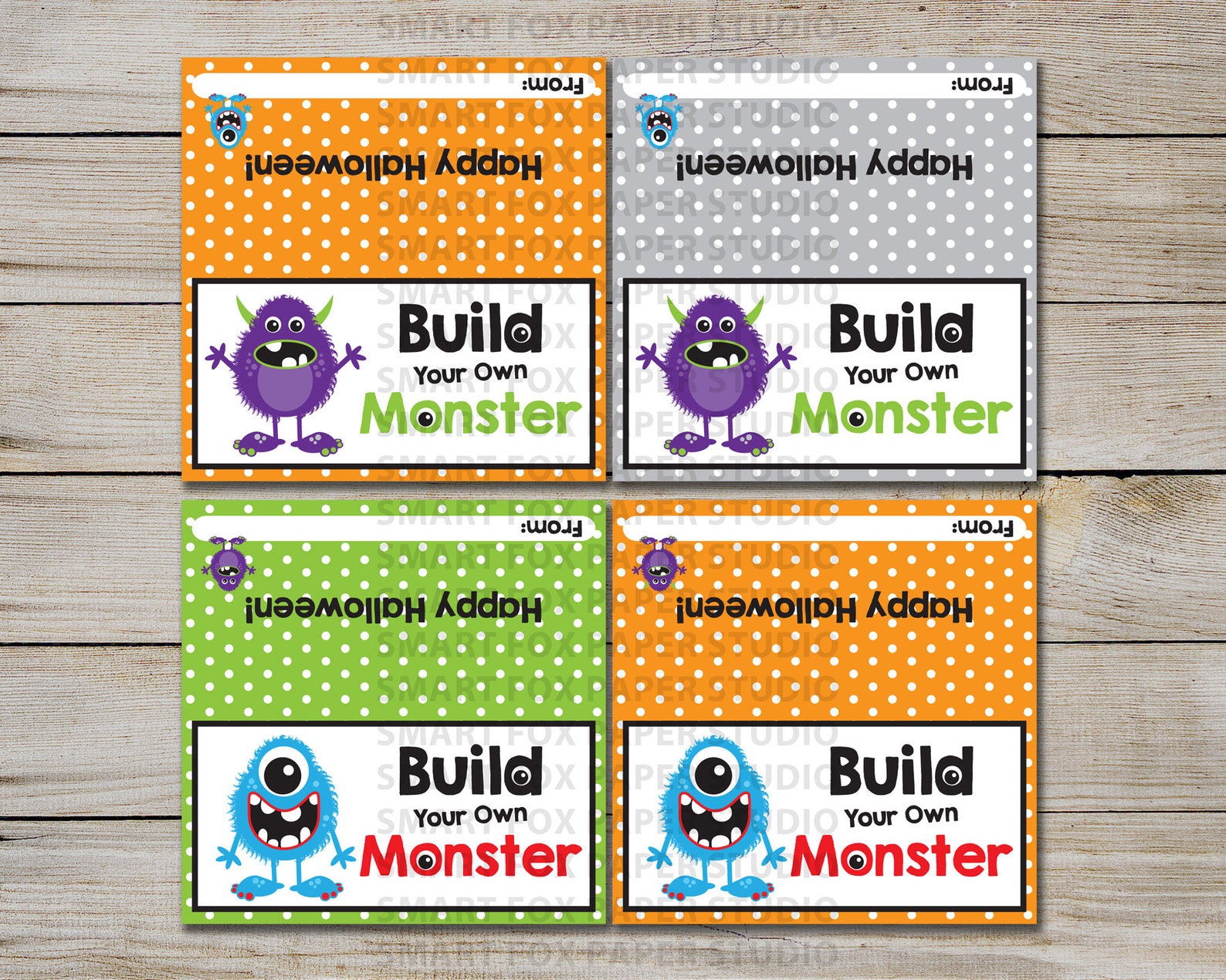 Build Your Own Monster Bag Topper, Halloween Bag Topper, Digital ...