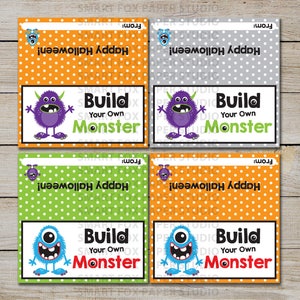 Build Your Own Monster Bag Topper, Halloween Bag Topper, Digital ...