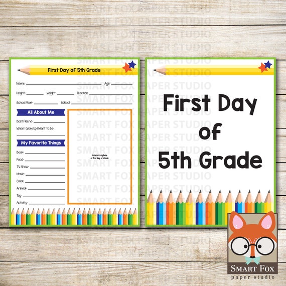First Day of Fifth Grade Instant Download First Day of 5th | Etsy