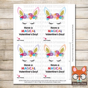 Unicorn Valentine Instant Download Valentine's Day Digital Printable ...