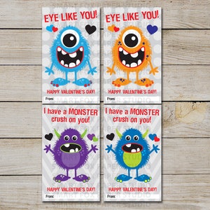 Monster Valentines - Instant Download - Digital Valentine - Kids ...