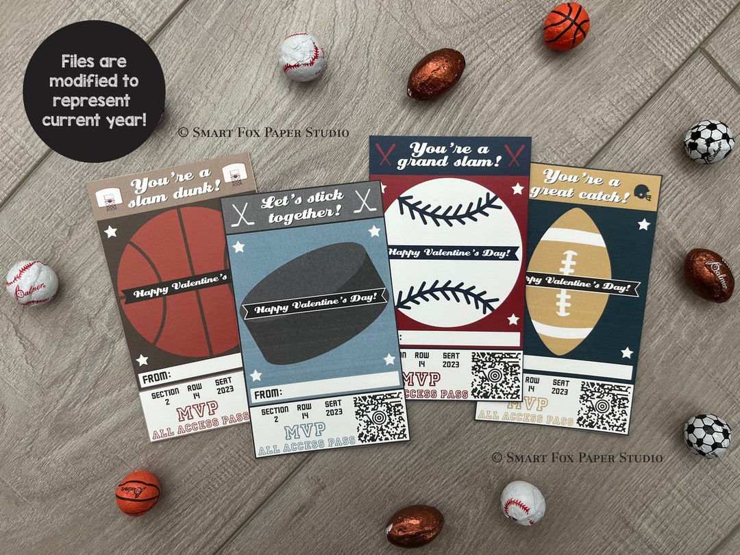 Sports Valentines Instant Download Digital Valentines Kids Valentines ...