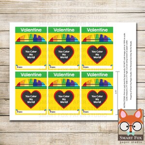 You Color My World Valentines - Instant Download - Valentine's Day ...