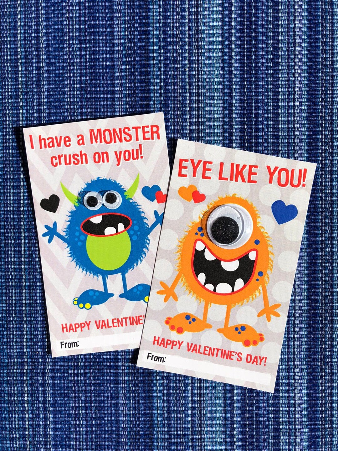 Monster Valentines - Instant Download - Digital Valentine - Kids ...
