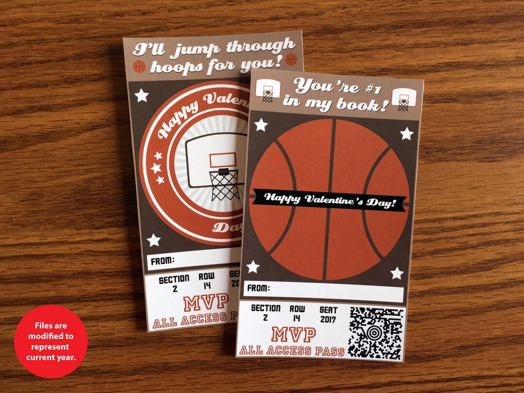 Basketball Valentines - Instant Download - Valentine's Day Digital ...