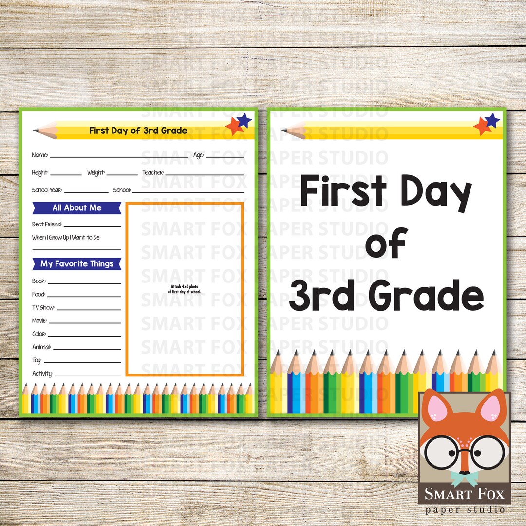 First Day of Third Grade - Instant Download - First Day of 3rd Grade ...
