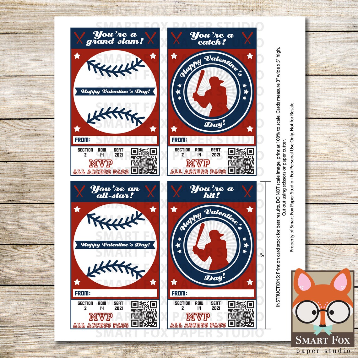Baseball Valentines Instant Download Valentine's Day - Etsy