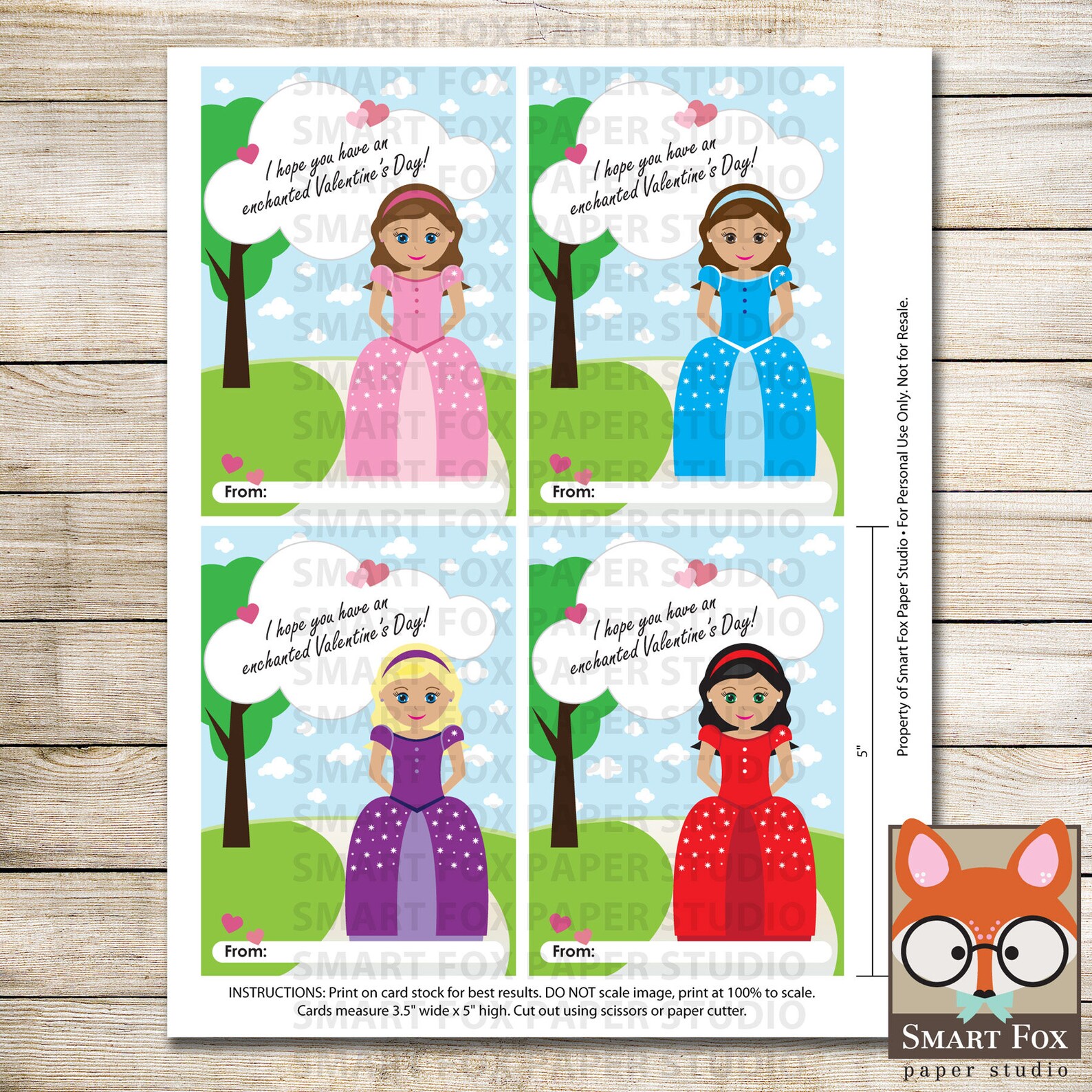 Princess Valentine Instant Download Valentine's Day | Etsy