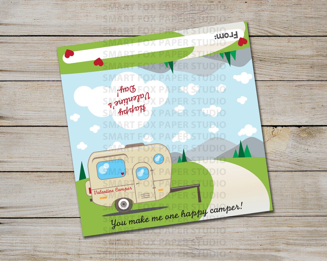 Happy Camper Bag Topper Instant Download Valentine's | Etsy