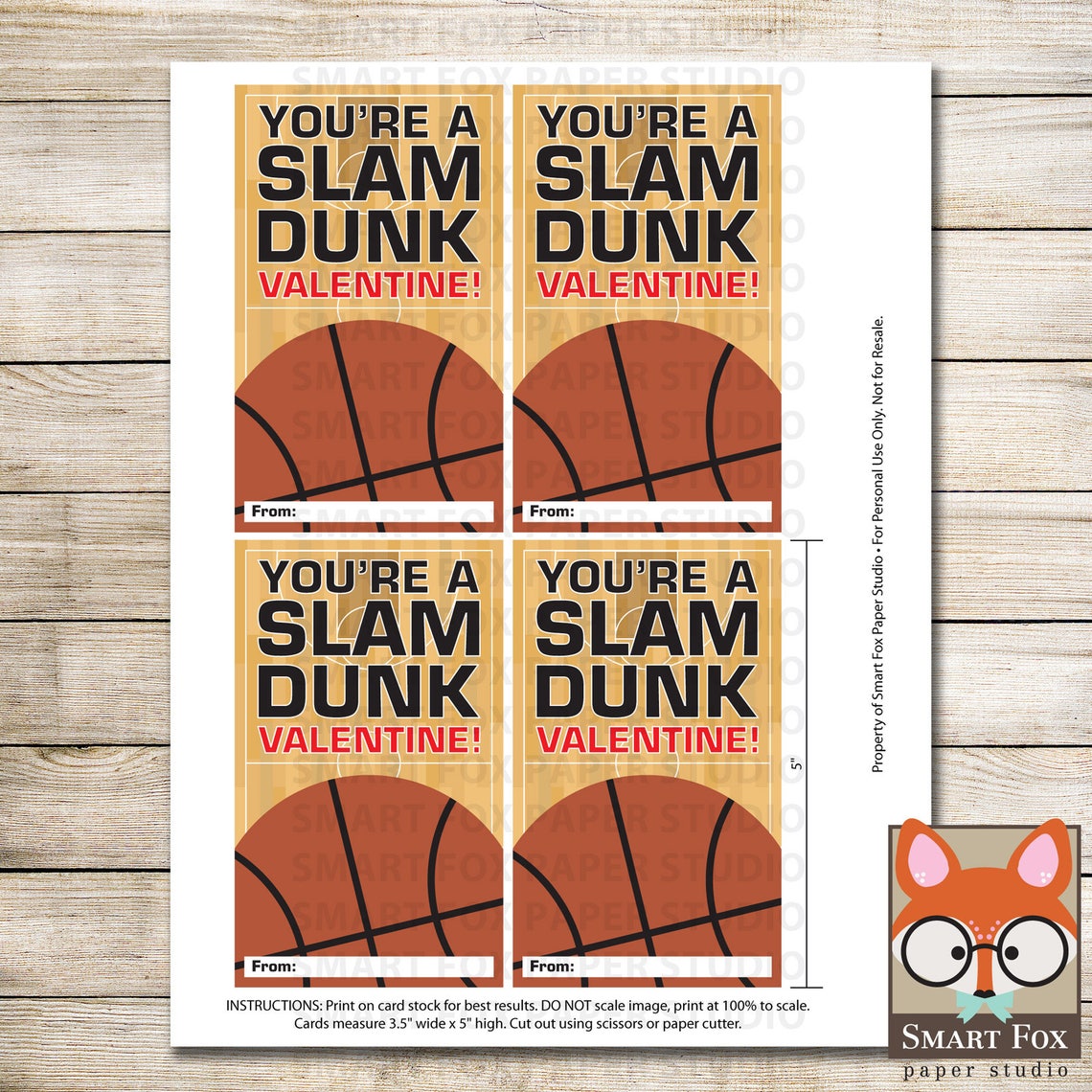 Basketball Valentines - Instant Download - Digital Valentine - Kids ...