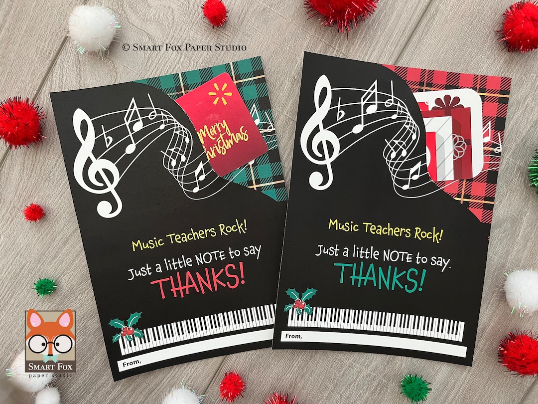 Music Teacher Gift Card Holder, Instant Download, Christmas Gift Card ...