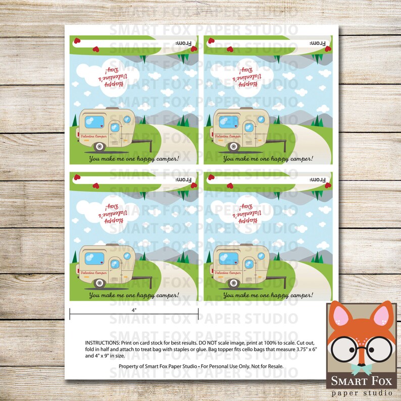 Happy Camper Bag Topper Instant Download Valentine's | Etsy