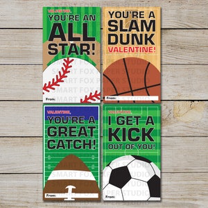 Multi-sport Valentines - Instant Download - Digital Valentine - Kids ...