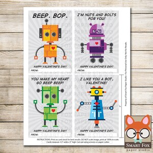 Robot Valentine - Instant Download - Valentine&#039;s Day Digital Printable ...