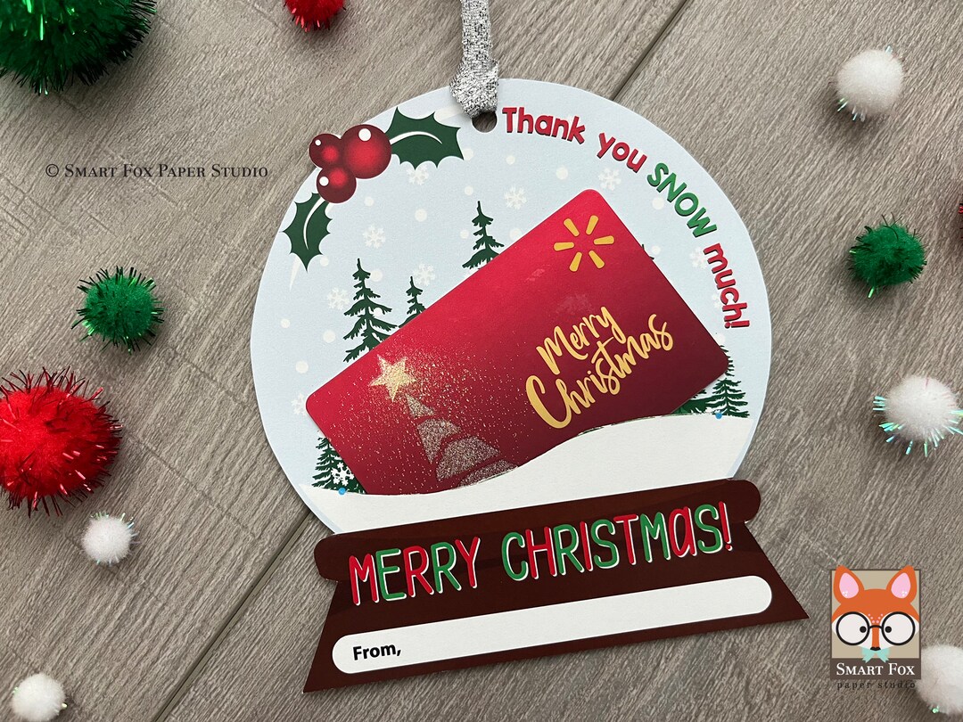 Snowglobe Gift Card Holder, Instant Download, Christmas Gift Card ...