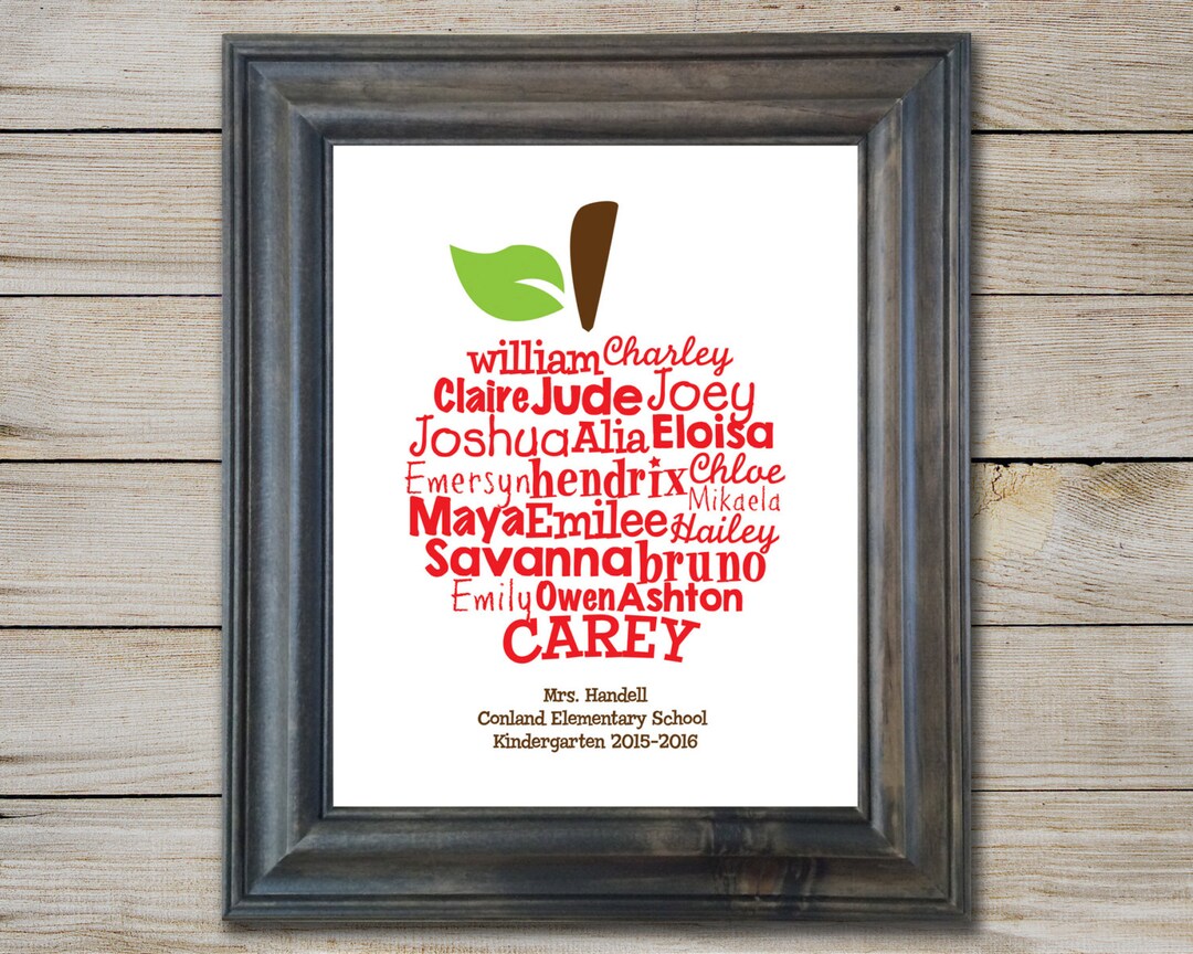 Apple Teacher Gift - Digital Apple Teacher Print - Personalized Teacher ...