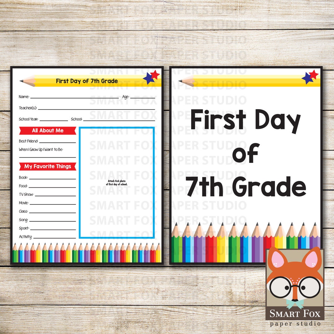 First Day of 7th Grade - Instant Download - First Day of 7th Grade ...