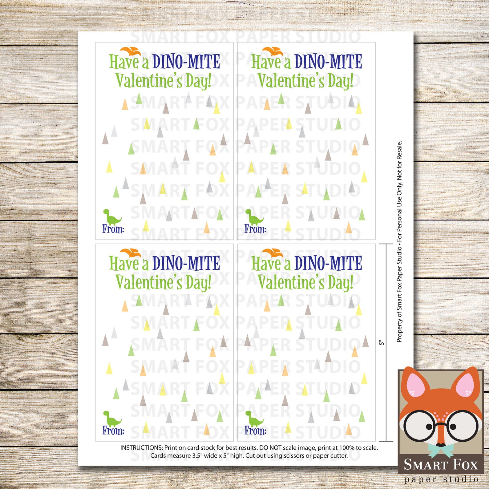 Dinosaur Valentine - Instant Download - Valentine's Day Digital ...