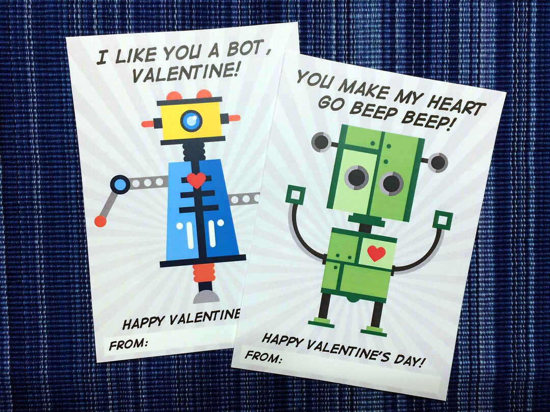 Robot Valentine - Instant Download - Valentine's Day Digital Printable ...