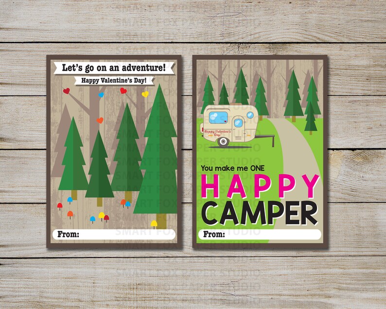 Camping Valentines Instant Download Valentine's Day | Etsy