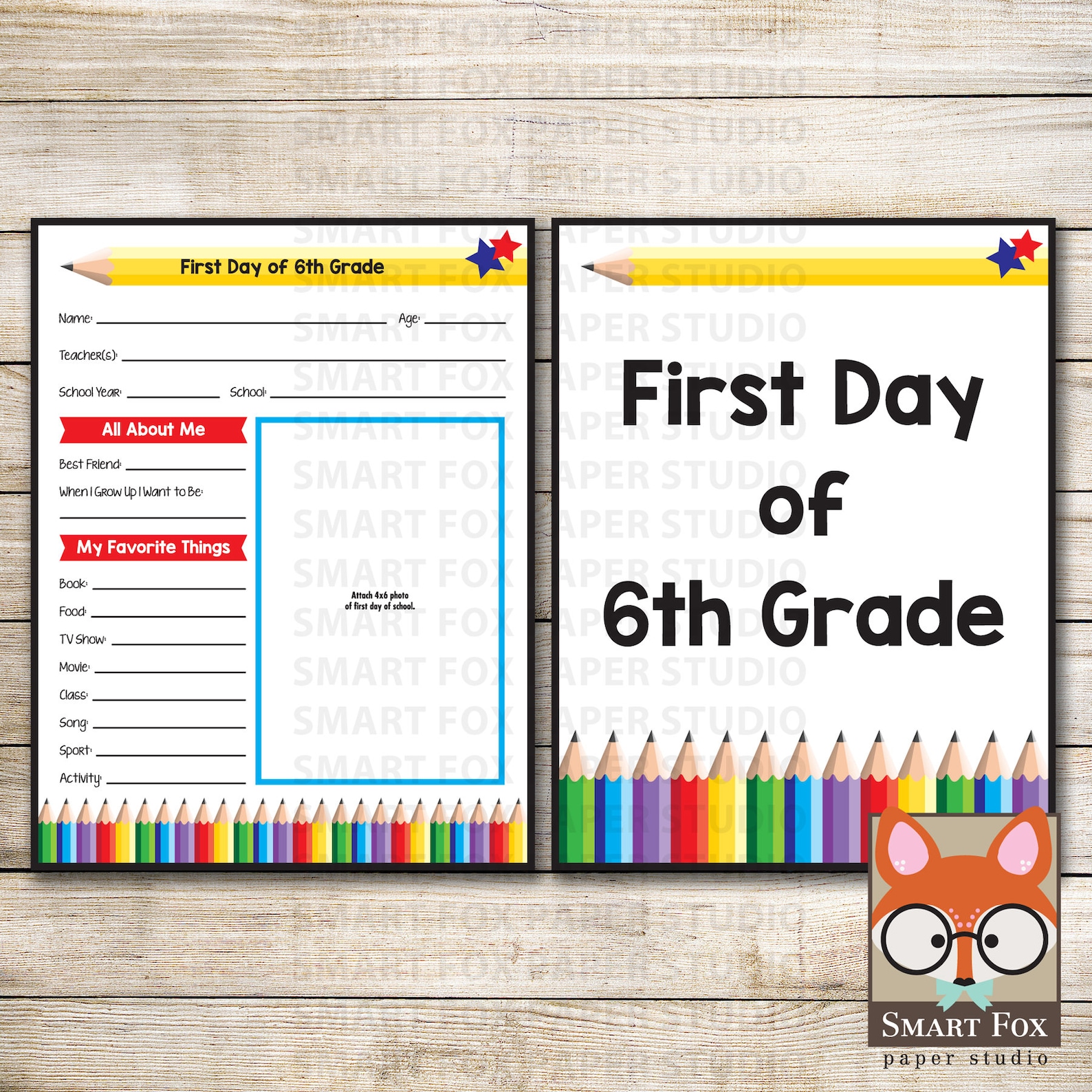 First Day of Sixth Grade Instant Download First Day of 6th Grade ...