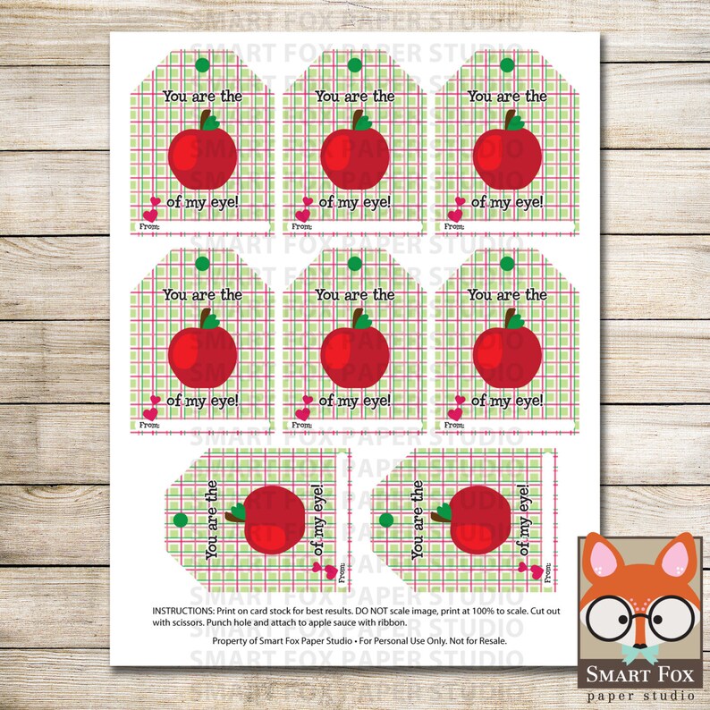 Applesauce Valentine - Instant Download - Valentine's Day Digital ...