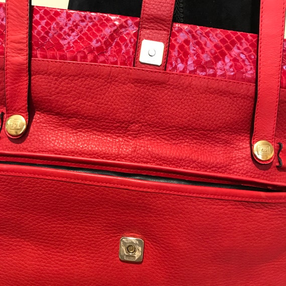 Vintage FENDI Roma Shoulder Bag Purse Red Snake Skin … - Gem