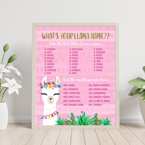 Llama Name Game Printable Funny Llama Drama Birthday Pink | Etsy