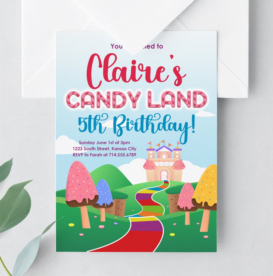 Candy Land Birthday Invitation Candy Land Birthday Party Candy Castle ...