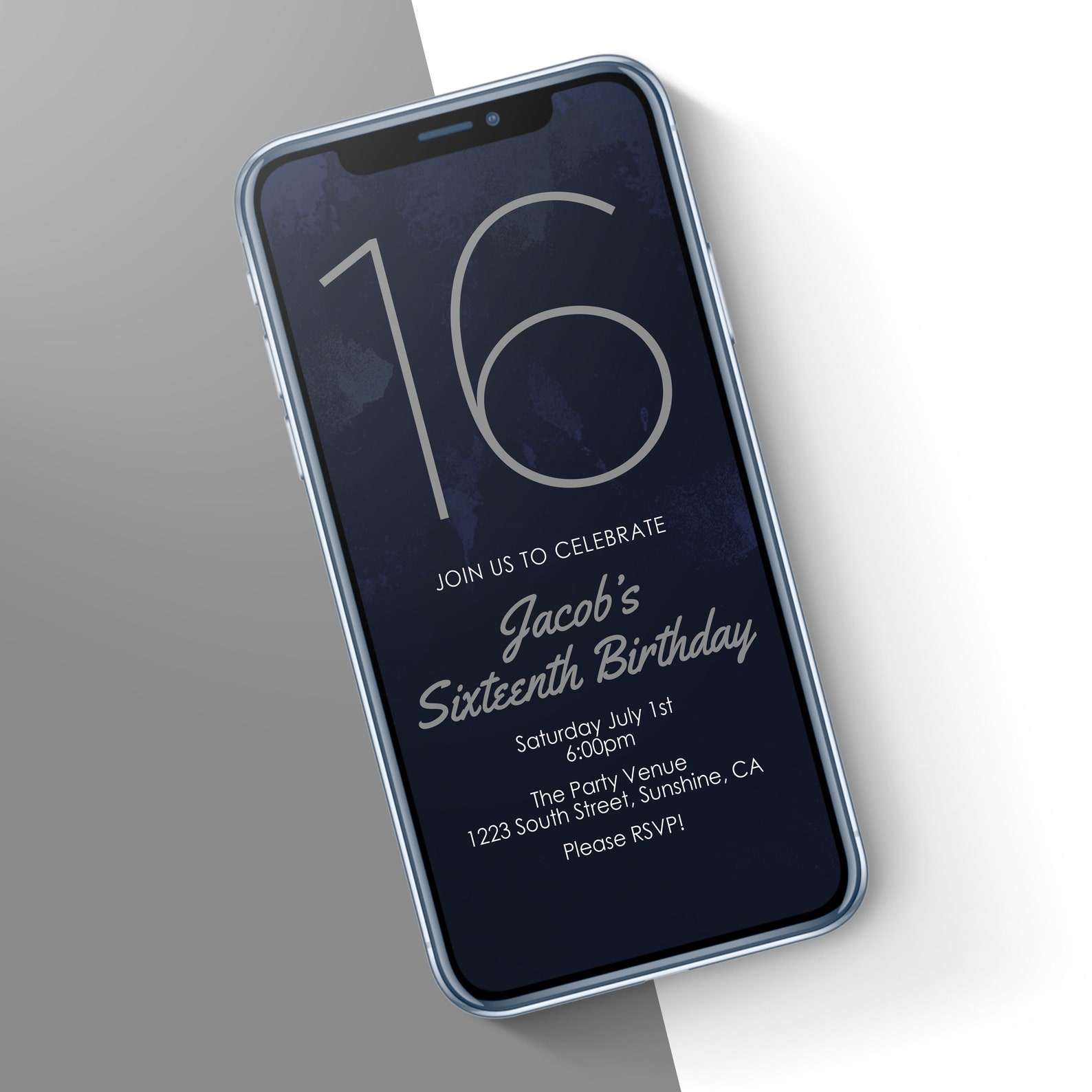 16th Birthday Mobile Evite Invitation Quickly Text or Email | Etsy