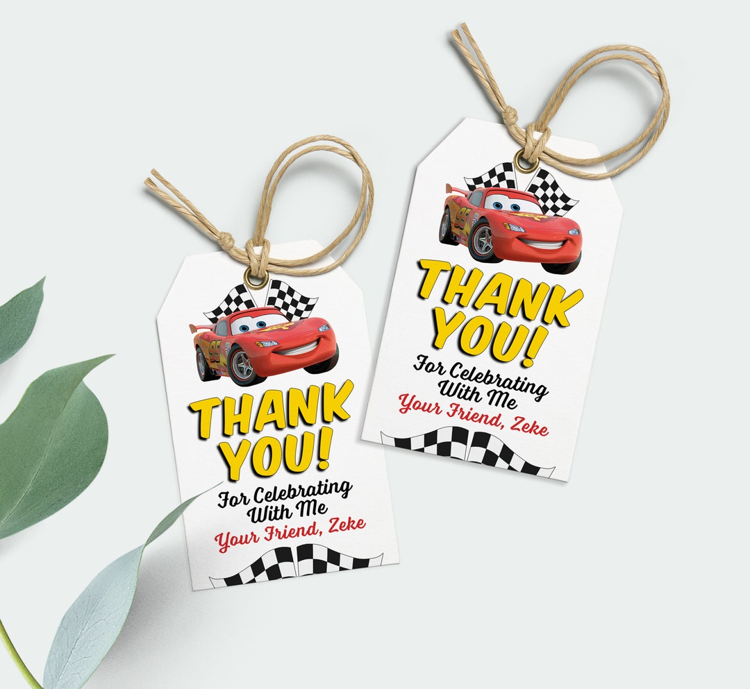 Lightning Mcqueen Race Car Thank You Printable Favor Tags, Printable ...