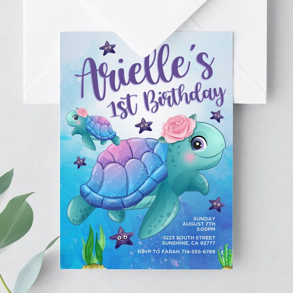 Turtle Invitation - Etsy