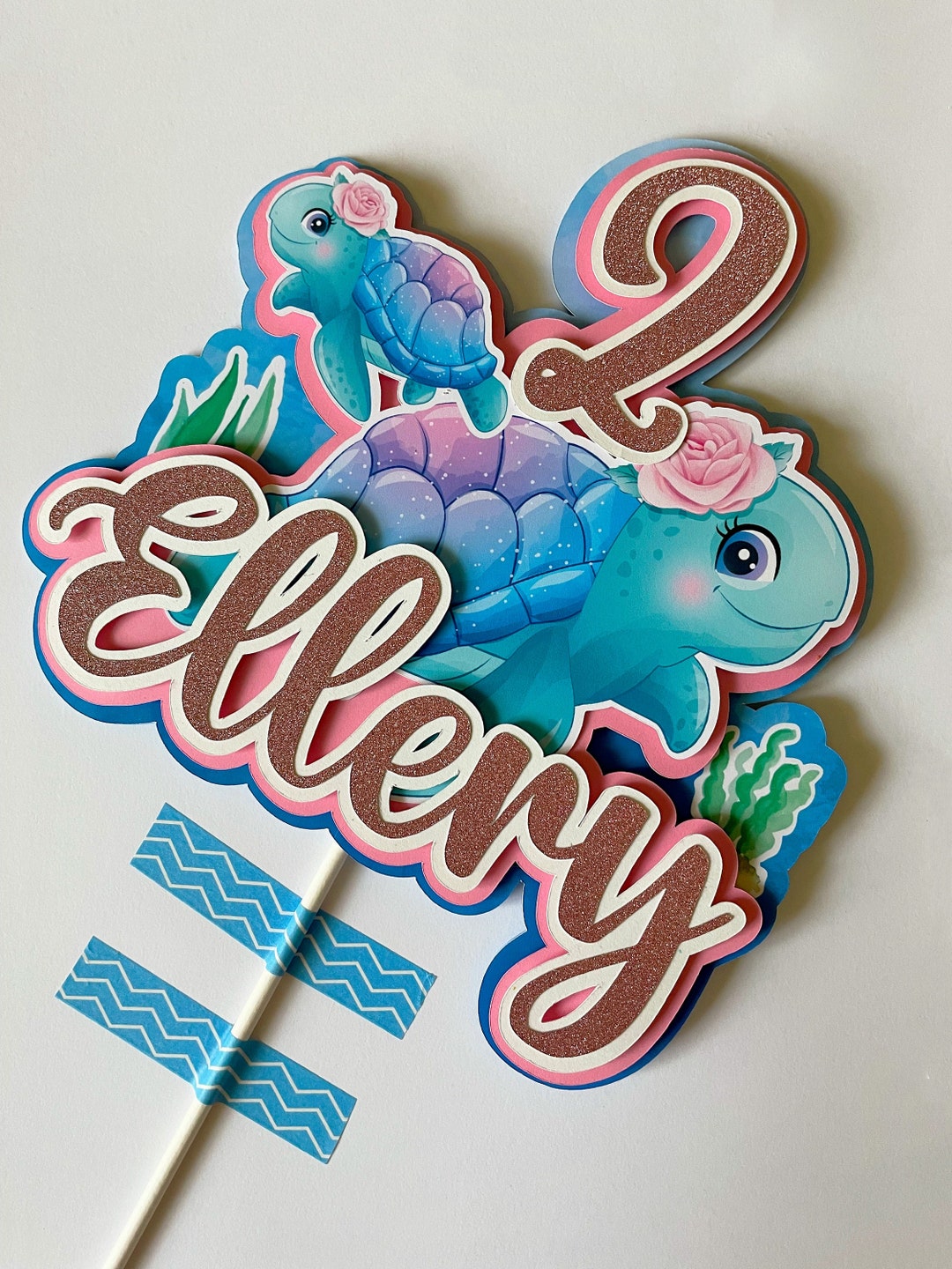Sea Turtle Birthday Cake Topper, Personalized Cake Topper - Etsy