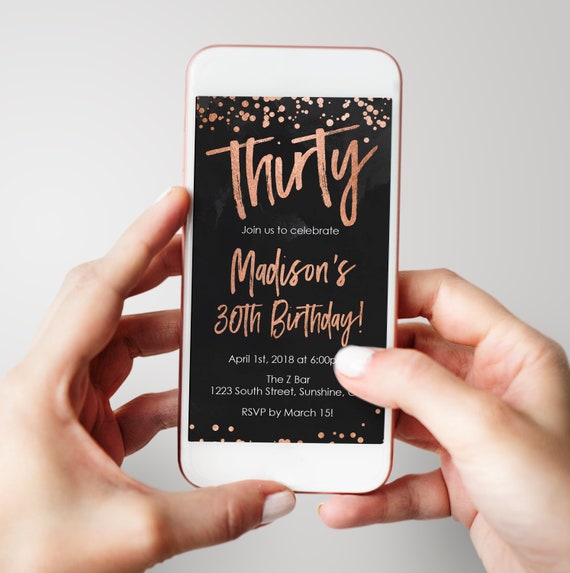 30th Birthday Mobile Evite Invitation Easily Text to Friends | Etsy