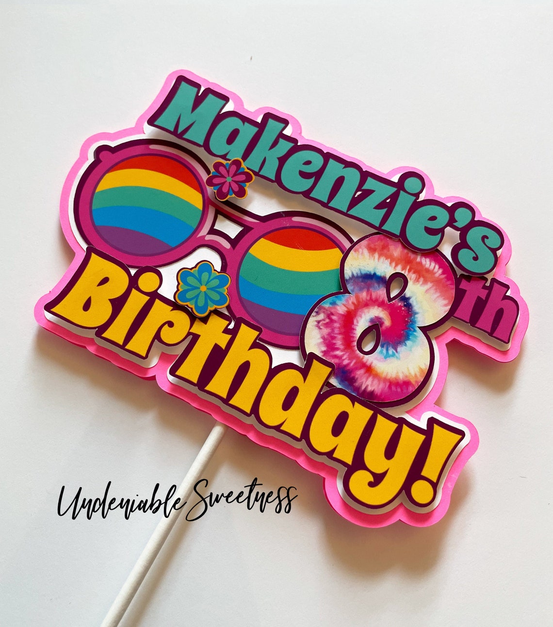 Retro 70's Hippie Cake Topper Tie Dye Groovy | Etsy