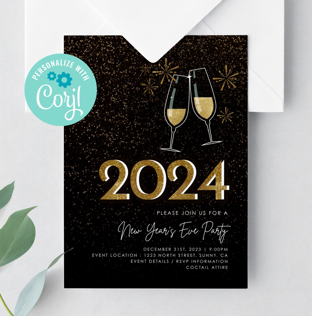 New Years Eve Party Invitation Printable Digital File Modern - Etsy