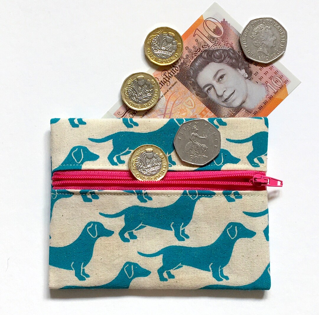 Sausage Dog Coin Purse, Pouch, Wallet. Hand Printed and Hand Sewn ...