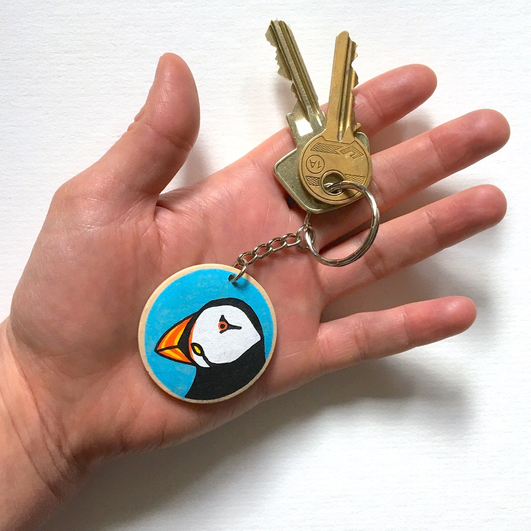 Puffin Keyring. Keychain. Handpainted Wood. Gift Idea. - Etsy