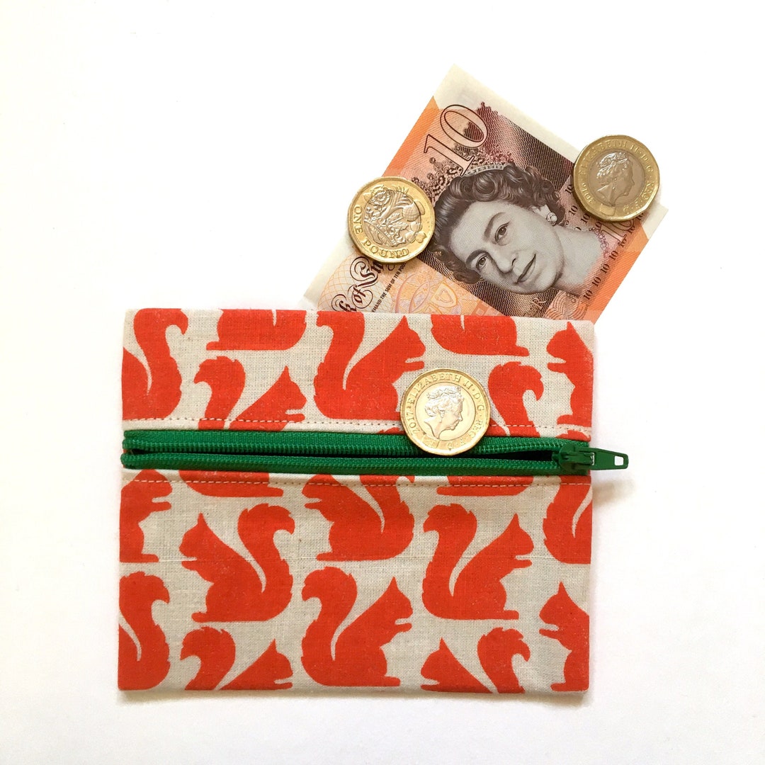 Squirrel Coin Purse. Hand Printed Linocut, Hand Sewn. - Etsy