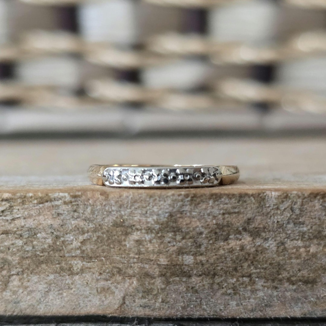 Vintage Illusion Set 14k Yellow & White Gold Diamond Wedding Band ...
