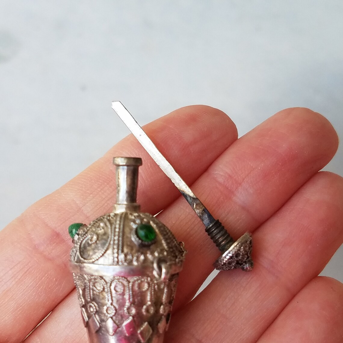 Vintage Perfume Bottle Brooch Pin With Green Glass Jewels - Etsy