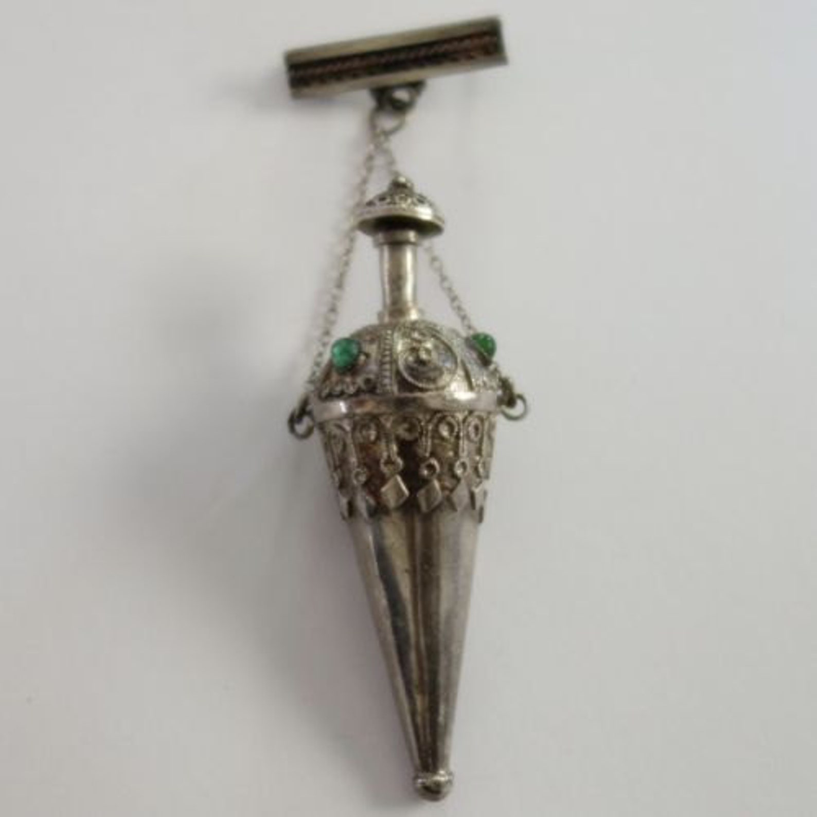 Vintage Perfume Bottle Brooch Pin With Green Glass Jewels - Etsy