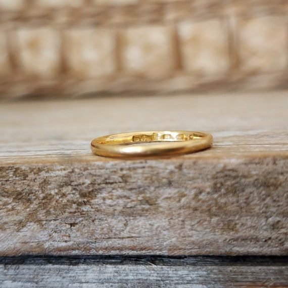 Vintage 1927 22k Solid Rose Gold Wedding Band Ring Si… - Gem