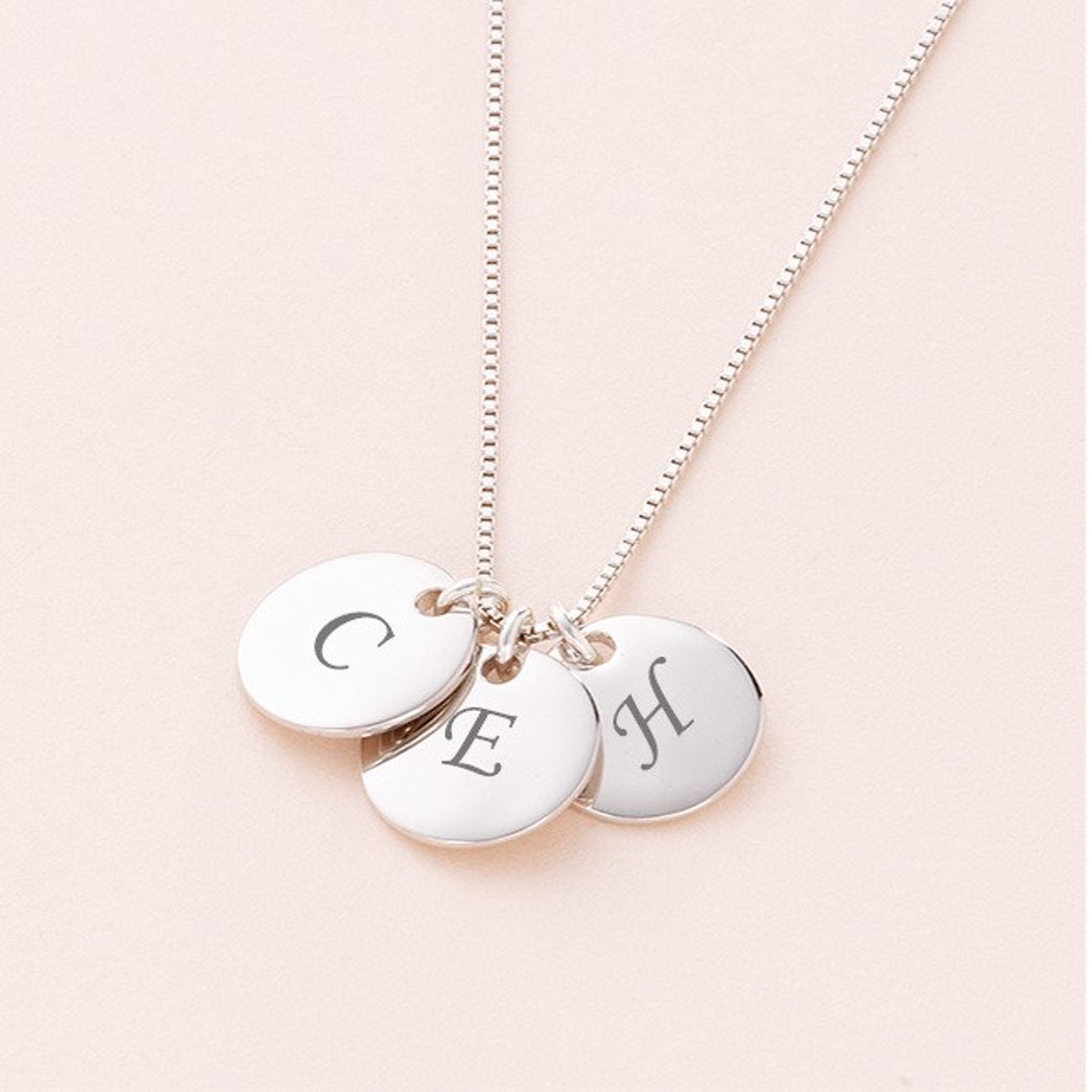 Personalised Sterling Silver Round Pendant Necklace Engraved - Etsy