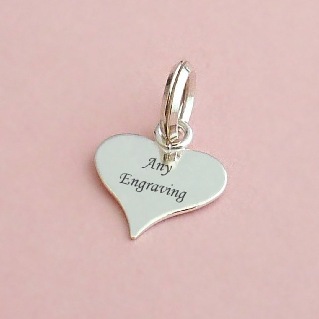 Sterling 925 Silver Engraved Heart Charms, Tiny Personalised Jewellery ...