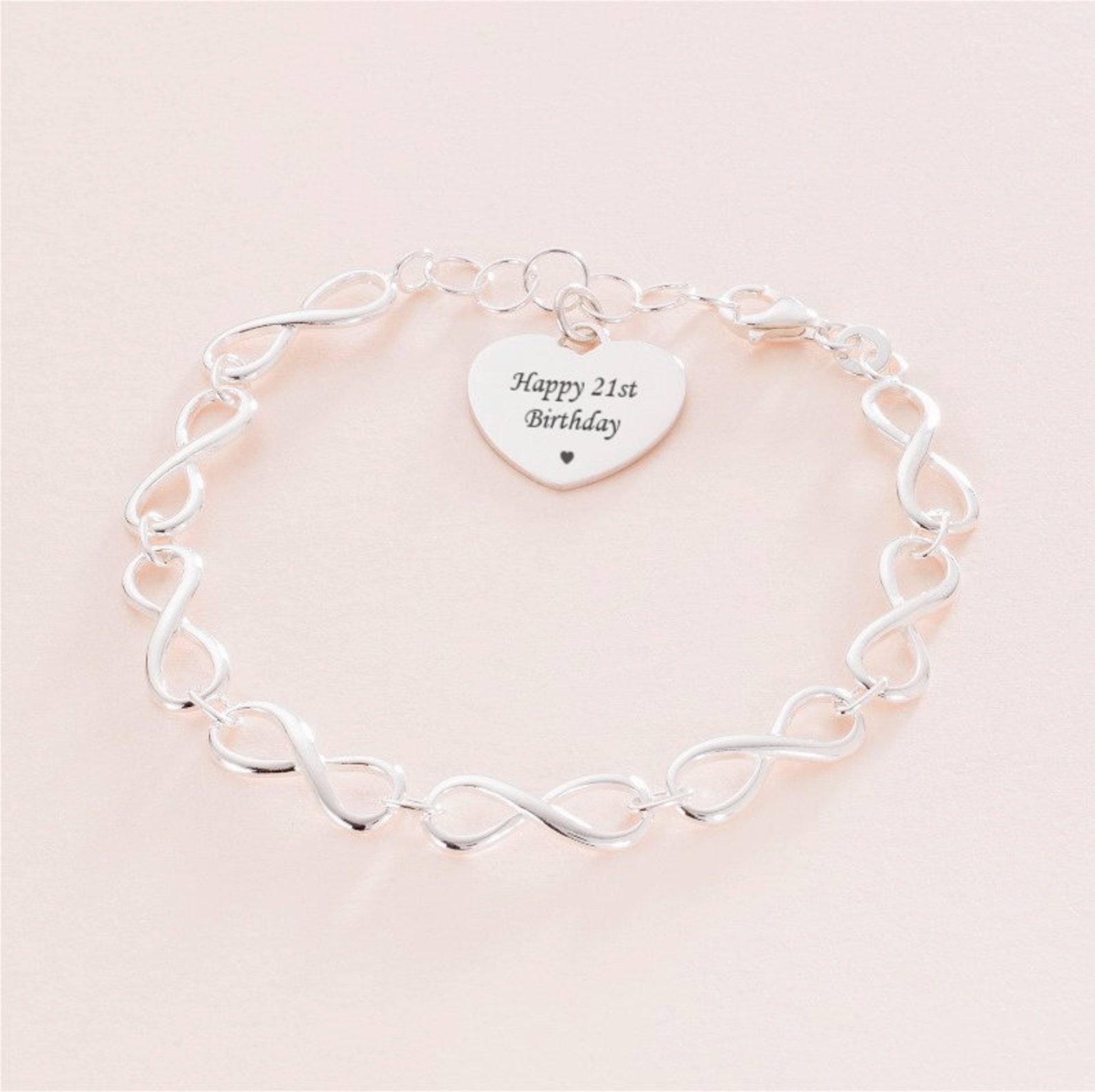 Infinity Links Bracelet Sterling Silver Personalised With - Etsy