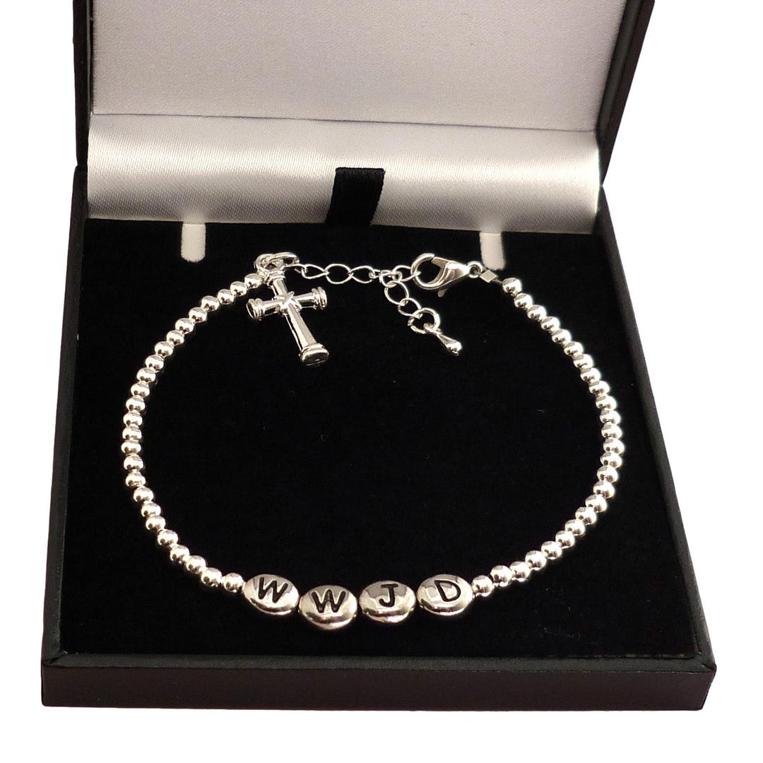 WWJD Bracelet, What Would Jesus Do, Bracelet With Silver Beads and ...